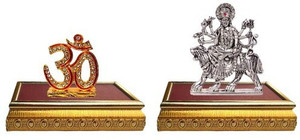 BEI Set of 2 with wooden base Lord Shiva Symbol OM Sign Idol & Goddess ...