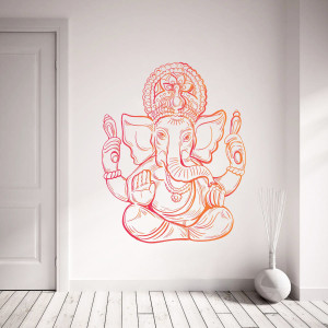 Impression Wall 56 cm Shree Ganesha Orange Red Wall Sticker Self ...