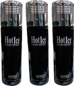 HOT ICE BLACK ADDICT (3) Deodorant Spray - For Men - Price in India ...