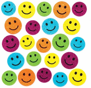 Baker Ross Happy Face Glitter Foam Stickers Smiley Face Puffy Scrapbook ...
