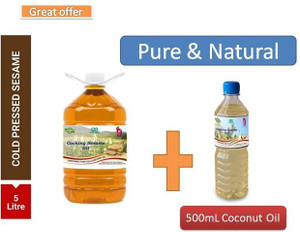 99Auth 5 Litre Sesame Cold Pressed Cooking Oil + 500mL Coconut Multi ...