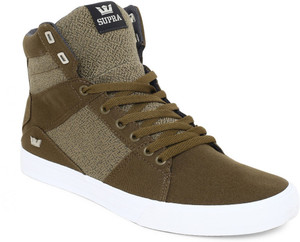 SUPRA Men Olive Green Solid Canvas Mid-Top Sneakers Sneakers For Men ...