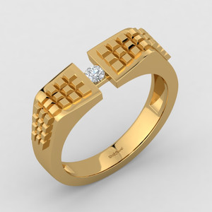 ShipJewel Checkered Ring 14kt Diamond Yellow Gold ring Price in India ...