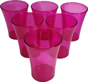 Newvent (Pack of 6) Pink Color Unbreakable Plastic Party Glass, Soft ...