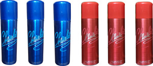 CHARLIE 3 RED, 3 BLUE (PACK OF 6) Perfume Body Spray - For Men & Women ...