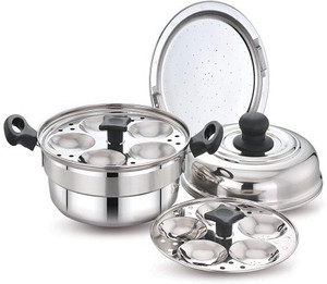 Kitchen STAINLESS STEEL IDLY POT WITH STEAMER POT 10 IDLIES Induction ...