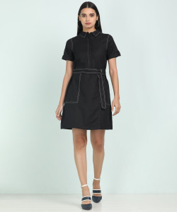 AND Women A-line Black Above Knee/Mid Thigh Length Dress - Buy AND ...