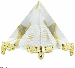 Dwarka Designs Feng Shui Crystal Glass Pyramid with Golden Stand for ...