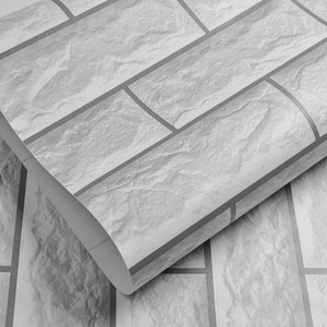 WolTop 300 cm Wall Stickers Wallpaper White Brick Pattern Interior ...