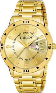 cavior Round Gold Dial Special Gold Polish Stainless Steel Day And Date ...
