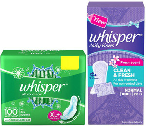 Whisper Ultra Clean Sanitary Pads XL Plus 44 Pc Panty Liners 20s Price ...