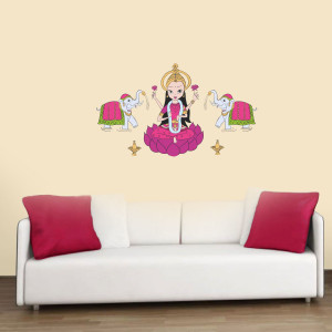 DECOR KAFE 40 cm Diwali Special Laxmi Mata Wall Stickers Self Adhesive ...