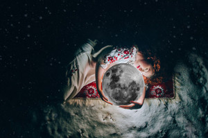 A girl with a moon in her hand |moon quotes|wall poster|romantic poster ...