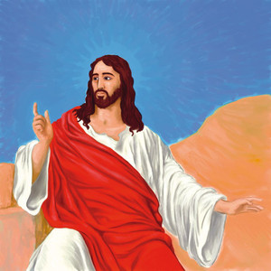 Jesus on red |god poster|christian god poster|jesus poster Paper Print ...
