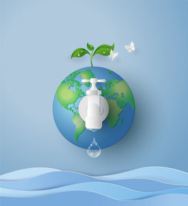 earth tap with water drop sticker poster|save water quotes Paper Print ...