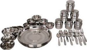 Bartan Bhandar Pack of 30 Steel dinner set of 30 Pcs Pack of 30 dinner ...