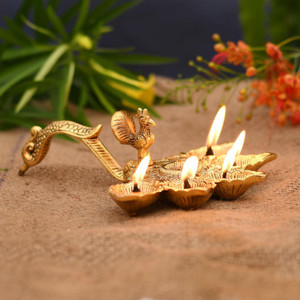 SKSM Peacock Panchmukhi Aarti Diya with Handle | Five Face Camphor ...