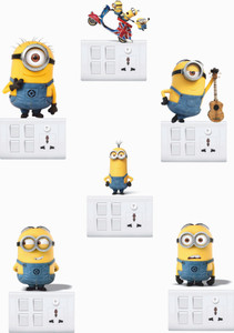Sticker Hub 15 cm Colourful Minions Switch Board Wall Sticker Self ...