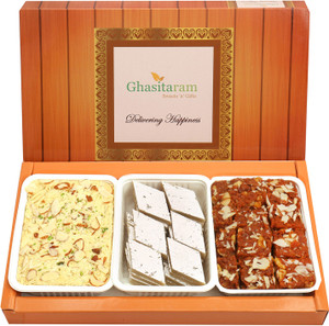 Ghasitaram Gifts Mithai-Kaju Katli, Dodha Barfi and Soan Papdi Box ...