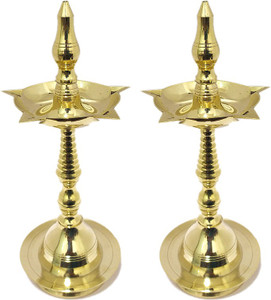 Puja N Pujari Kerala Long Diyas Oil Lamps Pair of Heavy Weight Brass ...