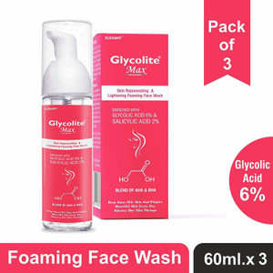 ELEGANT Glycolite Max Foaming Facewash 60ml With Glycolic Acid 6% (Pack ...