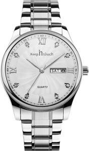 Keep n Touch SG White Premium Looks Day & Date Stainless Steel Strap ...