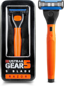USTRAA Gear 5 Blade Razor with contoured rubber handle(Orange), Men ...