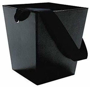 FUN EXPRESS Black Cardboard Bucket With Ribbon Handle (6 Piece) - Black ...