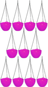 Anand vatika Hanging Diamond Pot Pink pack of 11 Plant Container Set ...
