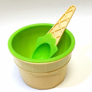 DARBAR ONLINE Plastic Dessert Bowl Ice Cream Cone Shape Bowl with Spoon ...