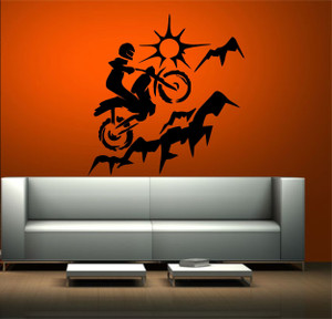 Devil designs 56 cm Bike Rider Wall Stickers Size 56Cm X 54Cm Self ...