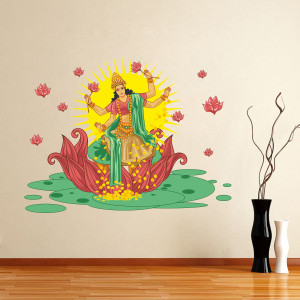 Sticker Hub 41 cm Diwali Special Laxmi Mata Wall Stickers | Wall ...