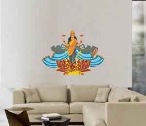 DECOR KAFE 44 cm Diwali Special Laxmi Mata Wall Stickers Self Adhesive ...