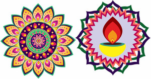 Devil designs 30 cm Diwali Special - Rangoli Sticker Size- 30 cm x 30 ...