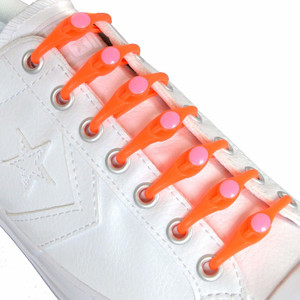 SHOESHINE No Tie Elastic Silicone Rubber laces Orange Shoe Lace Price ...