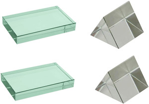 ERHIndia 2 Pcs Glass Prism and 2 Pcs Glass Slab for Science Experiment ...
