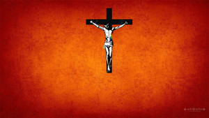 jesus orange bg Poster christian Paper Print - Religious posters in ...