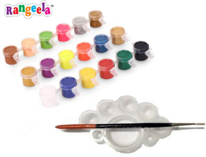 Rangeela 18 Shades Tempera Colours with Brush and Tray - 18 Shades ...