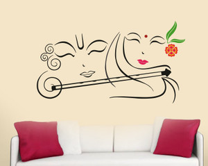 Sticker Wall 91 cm Radhe Krishna With Flute Self Adhesive Sticker Price ...