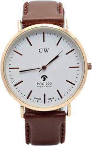 CW Classic White Dial Brown Strap Gold Tone Analog Watch - For Men ...