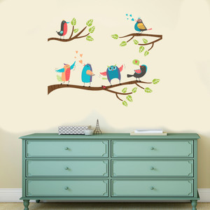 Impression Wall 56 cm Birds on Branch Singing Wall Sticker Self ...
