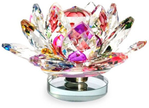 FLORID Crystal Lotus Flower On Stand with Rotating Base Multi Colorful ...