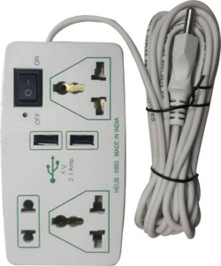 NIBBIN 2.1 Amp 2 USB + 3 Way Electric Spike with Fuse Protection Power ...