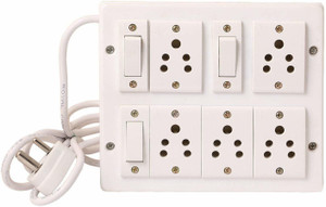 Tinax Heavy Duty PVC Extension Board (3 Switches,5 Sockets) & 4 Metres ...