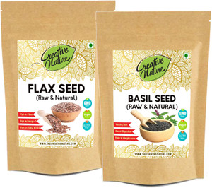 Creative Nature Combo Pack of Flax Seed and Basil Seed 100 Gram Each ...