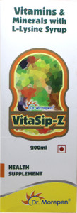 Dr. Morepen VitaSip-Z Vitamin & Minerals with L-Lysine Syrup Mix Fruit ...