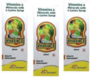 Dr. Morepen VitaSip-Z Vitamin & Minerals with L-Lysine Syrup Mix Fruit ...