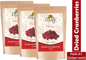 OJAS FOODS Dried Cranberries Pack of 3 (250gm each) Cranberries Price ...