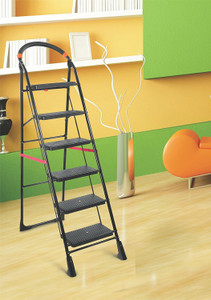 Trendy Cameo 6 Step Heavy Duty Steel Ladder with Wide Steps and Top ...