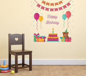 Tuffuk 80 cm Happy Birthday | Wall Stickers | PVC Vinyl | Non-Reusable ...
